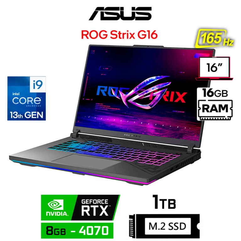 Asus ROG Strix G16 G614JI, 16" FHD+ 165Hz, Core i9-13980HX, 8GB RTX4070 ...