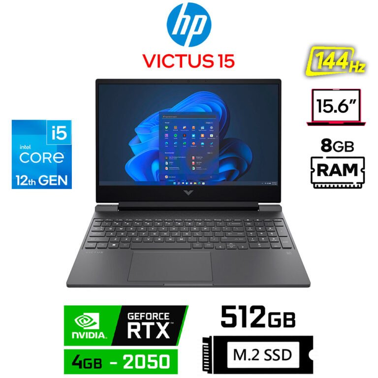 HP Victus 15-FA Gaming, Core i5-12450H, 4GB RTX2050, 8GB RAM, 512GB SSD ...